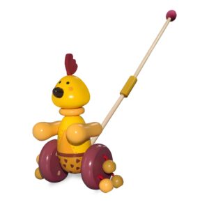 ruyu lively chick wooden push-n-pull activity walking toy with colorful rolling beads, early education learning walking toys for 12 months to 4 years, indoor & outdoor activity for kids