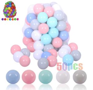 langxun 50pcs soft plastic balls - toy balls for kids - gift for toddler birthday christmas, ball pit play tent, water toys, kiddie pool, party decoration