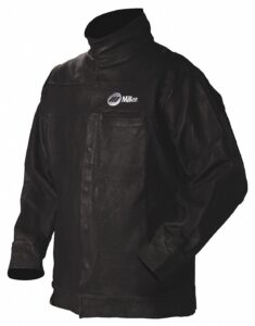 miller electric black pigskin leather welding jacket, size: 2xl, 30" length