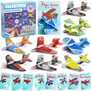 joyin 28 pack valentines day gifts cards, valentine's greeting cards for kids with foam airplanes valentine classroom exchange party favor toy