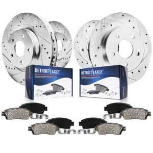 detroit axle - brake kit for 2009-2014 tl front & rear drilled & slotted disc brake rotors ceramic brakes pads 2010 2011 2012 2013 replacement