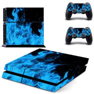 uushop vinyl skin decal sticker cover set for sony ps4 console and 2 dualshock controllers skin blue ice fire