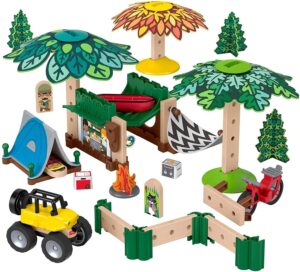 fisher-price wonder makers design system soft slumber campground - 60+ piece building and wooden track play set for ages 3 years & up