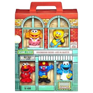 sesame street neighborhood friends includes 5 figures, 3-inches, classic collectibles pack for toddlers, great toy for kids 18 months and up