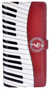 shag wear piano symphony large wallet for women and teen girls vegan faux leather red 7"