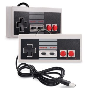 suily 2 pack usb wired controller for nes games, pc usb controller retro gamepad joystick raspberry pi gamepad controller for windows pc mac linux retropie nes emulators