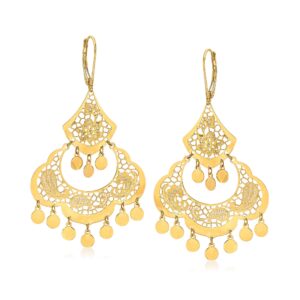 ross-simons italian 14kt yellow gold filigree chandelier earrings