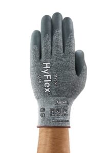 ansell hyflex 11-531 cut-resistant nylon spandex industrial gloves w/foam nitrile palm for fabrication, automotive - medium (8), grey (144 pairs)