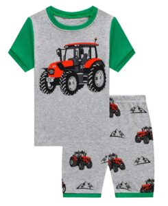 kikizye little boys tractor summer pajamas kids short sleeve cotton jammies size 5