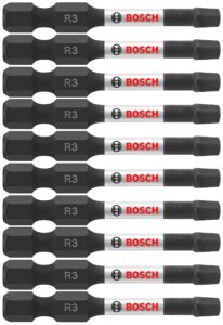 bosch itsq32b 10-pack 2 in. square #3 impact tough screwdriving power bits