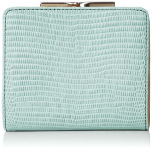 topkapi lucia bifold wallet with italian leather, lizard embossed, clasp opening, mint green