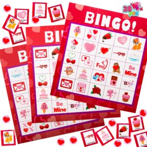 joyin valentines day bingo game cards (5x5) – 28 players for kids party card games, school classroom games, love party supplies, family entertainment activities