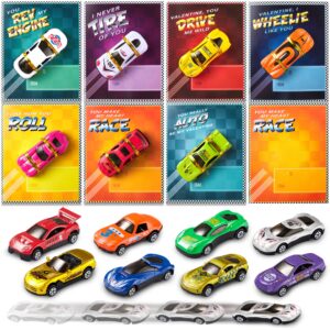 joyin 28-count valentines day gifts cards, valentine's greeting cards for kids with die-cast racing cars valentine classroom exchange party favor toy