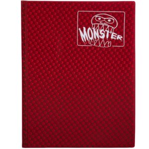 monster binder - 9 pocket trading card album - holofoil red (anti-theft pockets hold 360+ cards)