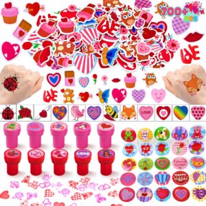 joyin 700+ pcs valentines day party favor supplies craft set, foam stickers for kid, tattoos, stampers & stickers for decorations, photo props, school classroom holiday exchange game prizes, art craft