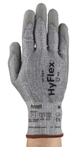 ansell hyflex 11-727 ultralight cut-resistant industrial gloves w/reinforced palm for machinery, auto, warehousing - large, grey (144 pairs)