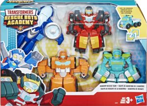 playskool heroes transformers rescue bots academy rescue team pack, 4 collectible 4.5" converting action figures, toys for kids ages 3 & up