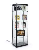 displays2go 2 foot wide display cases with corner lighting – black (dckdmt24b)