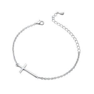 long cross anklet for women s925 sterling silver adjustable foot plus ankle bracelet for women men jewelry gift 11 12 inches