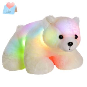 bstaofy light up polar bear stuffed animal led night light soft plush toy glow gift for kids on christmas birthday valentine's day, 11'', white