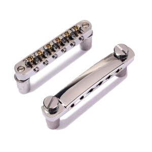 chrome roller saddle tailpiece chrome for lp sg style electric guitar replacement parts (silver)