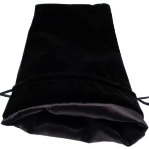 velvet dice bag with satin liner 6"x8", black velvet dice bag with black satin