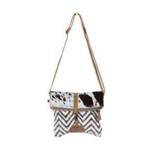 myra bag devious upcycled canvas & cowhide crossbody bag s-1339