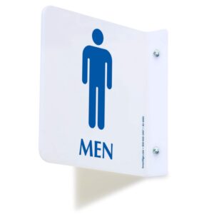 smartsign mens restroom corridor sign | 6" x 6" double sided acrylic bathroom projecting hallway signs, made in usa