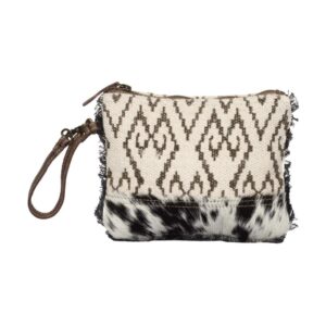 myra bag ambition upcycled canvas & cowhide wristlet pouch bag s-1337