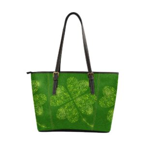 interestprint womens handbags ladies purses shoulder bags tote bag st. patrick's day green luck leaf