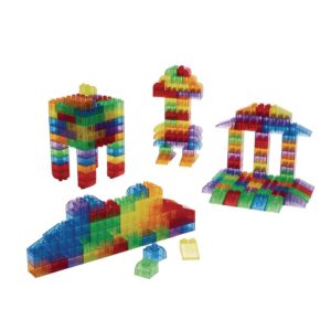 excellerations jumbo translucent building bricks, 206 pc value pack with storage, stem toys, builders, manipulatives, blocks from 1 inch to 2-1/2 inches, asstd colors, light table, preschool