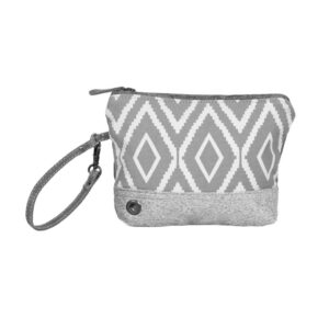 myra bag blaze upcycled canvas & leather wristlet pouch bag s-1330