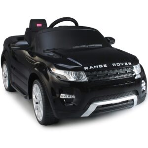 americas toys compatible with rastar range rover 12v battery powered ride on car with remote control - kids electric car includes plastic wheels, headlight function, mp3 music and horn black