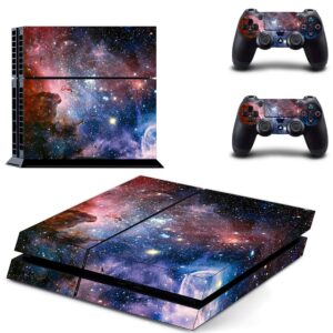 uushop vinyl skin decal sticker cover set for sony ps4 console and 2 dualshock controllers skin nebula starry