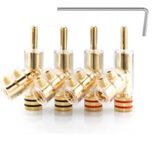 tertullus 4pcs banana clips connectors banana plugs for speaker wire gold plated screw locking connectors for speaker wire,av receiver, amplifier, surround sound