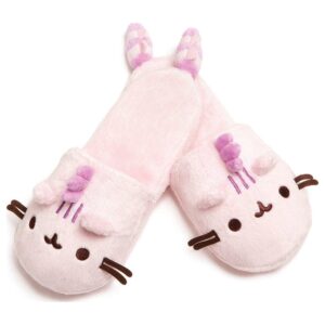 gund pusheenosaurus pusheen plush cotton candy slippers, pink, one size fits most