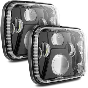 auxbeam 5x7 7x6 inch led headlights with high low beam h6054 6054 led rectangular headlight compatible for jeep wrangler yj cherokee xj gmc replacement h5054 h6054ll 69822 6052 6053 (black)