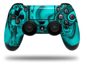 wraptorskinz vinyl decal skin compatible with sony ps4 controller playstation 4 original slim and pro liquid metal chrome neon teal (controller not included)