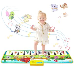 m sanmersen piano mat, 39.5" x 14" musical mat 8 instrument sounds piano mat for toddlers touch play dancing mat toy for 1 2 3 year old girls boys gifts