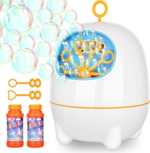 victostar bubble machine, automatic bubble machine for kids with bubbles solutions (17 oz total) bubble blowing for outdoor indoor