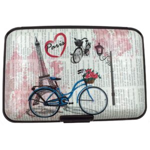 bfl rfid credit card holder for women or men, theft proof credit card holder, slim design fits in pocket (bicycle)