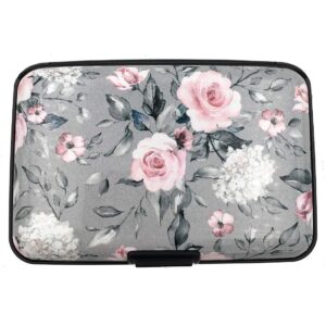 bfl rfid credit card holder for women or men, theft proof credit card holder, slim design fits in pocket (plum blossom)