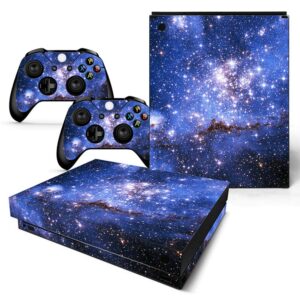 sololife blue starry sky vinyl skin sticker for xbox one x console with two wireless controller decals