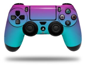 wraptorskinz skin compatible with sony ps4 dualshock controller playstation 4 original slim and pro smooth fades neon teal hot pink (controller not included)