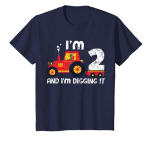 kids cute 2nd birthday boy tractor farmer shirt kids 2 year old