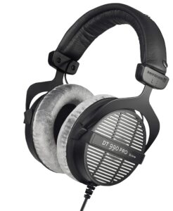 beyerdynamic dt 990 pro over-ear studio monitor headphones - open-back stereo construction, wired (80 ohm, grey) (renewed)