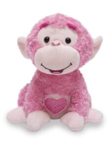 cuddle barn - love me coco | animated valentine's pink monkey stuffed animal plush toy, twirls in circle to love machine, 10 inches