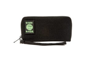 dime bags wristlet wallet - rfid-blocking carrying case with secure zipper and wristlet loop (black)