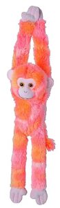 wild republic, hanging monkey plush, stuffed animal, plush toy, gifts for kids, vibe pink, 20"