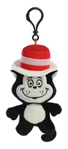 aurora® whimsical dr. seuss™ cat in the hat keychain stuffed animal - magical storytelling - literary inspiration - black 4 inches